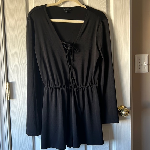 Topshop | Pants & Jumpsuits | Topshop Black Lacefront Romper | Poshmark
